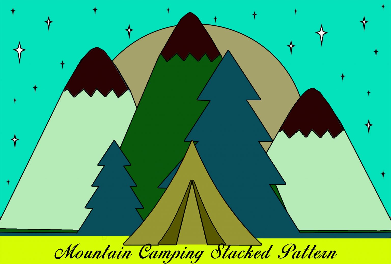Multi layer Mountain Camping Scroll saw pattern – Maker Patterns