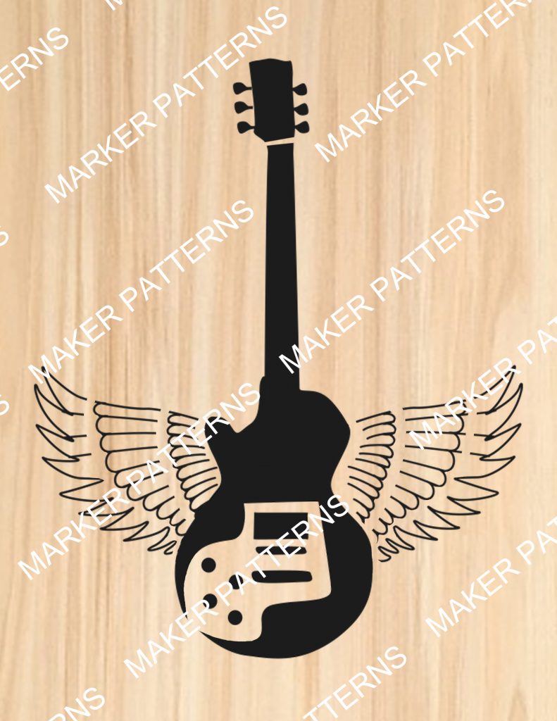 Guitar and Wings scrollsaw pattern – Maker Patterns